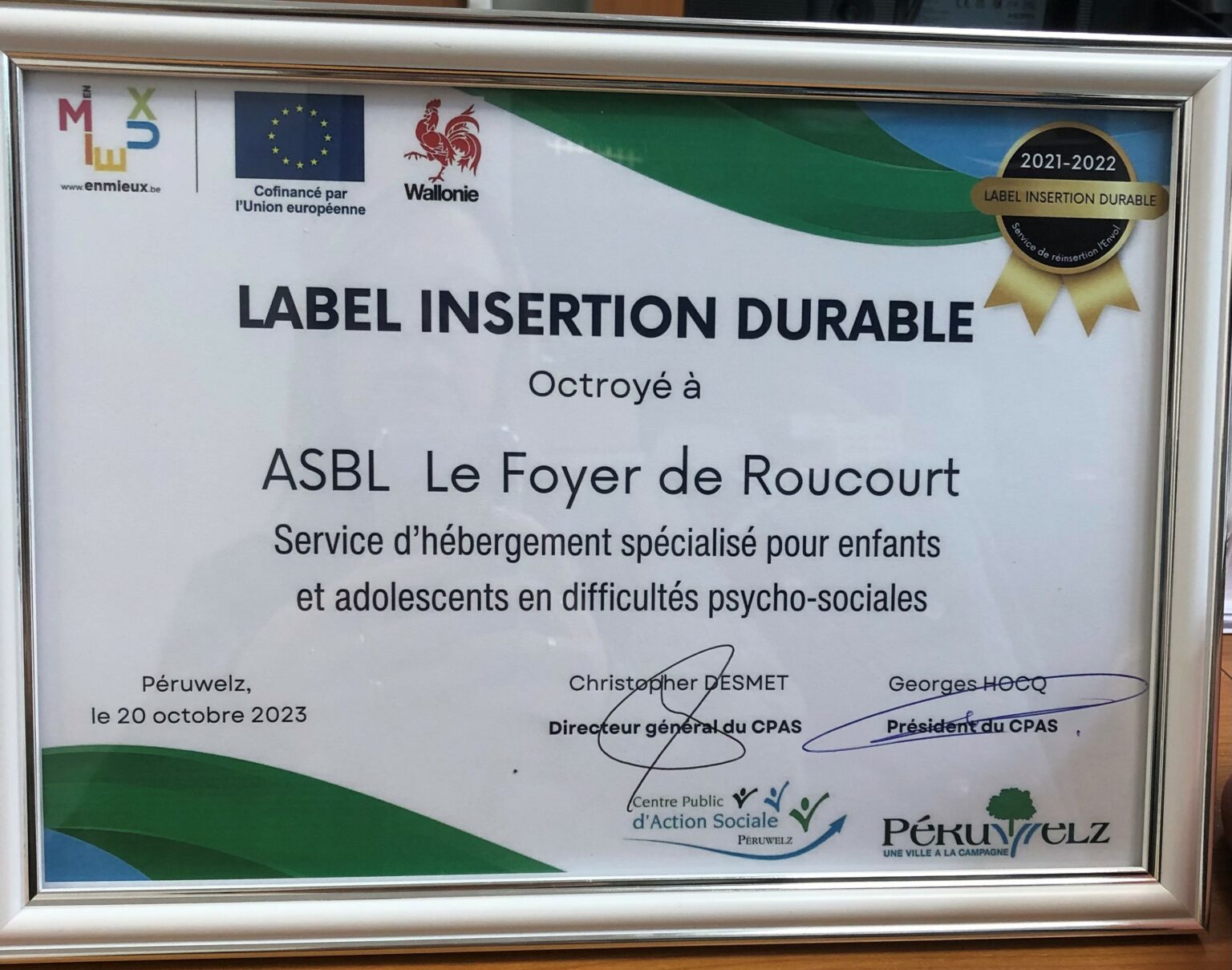 LABEL INSERTION DURABLE - Foyer de Roucourt